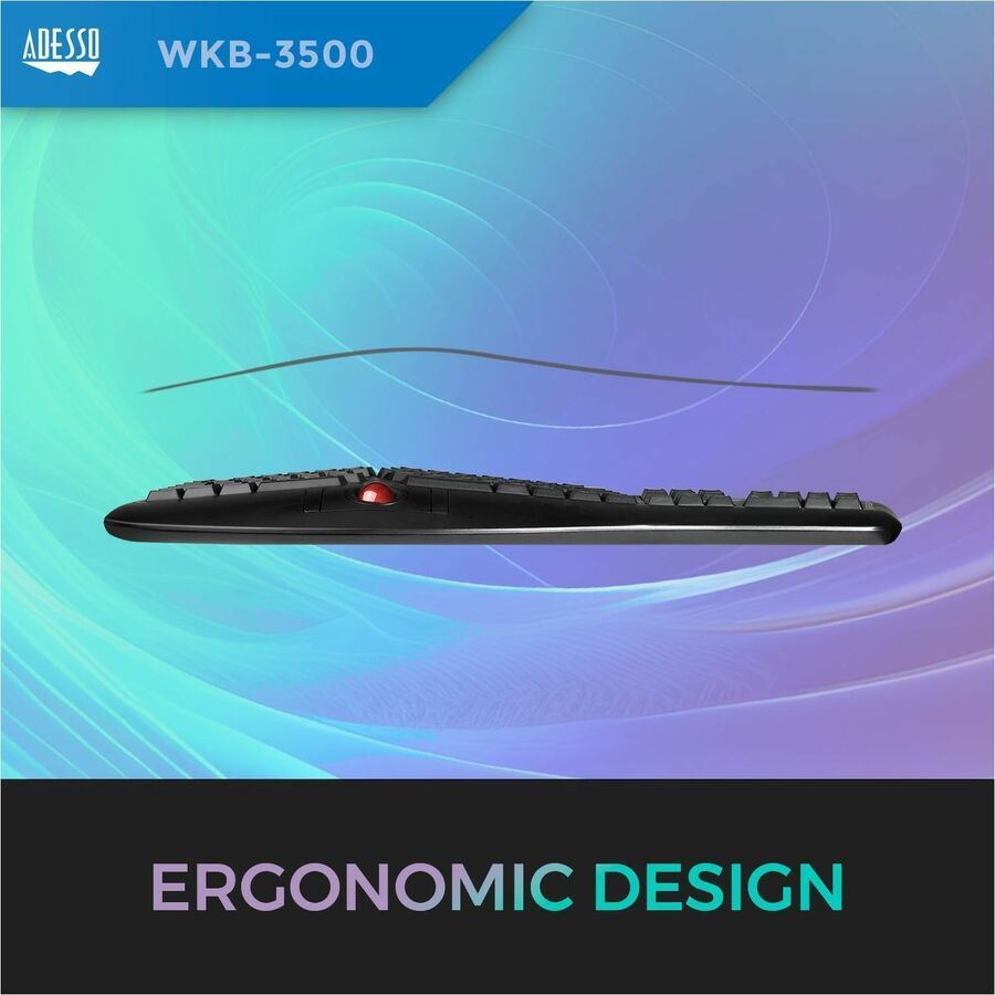 Adesso 2.4 GHz Wireless Ergonomic Trackball Keyboard – LTT Partners