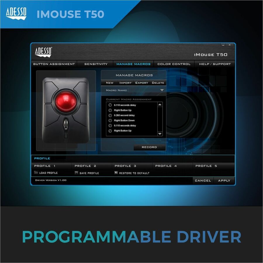 Adesso iMouse T50 Wireless Programmable Ergonomic Trackball Mouse – LTT ...