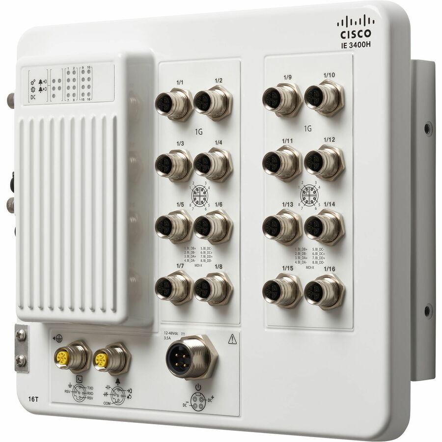 Cisco Catalyst IE3400 Heavy Duty w/ 16 GE M12 interfaces, IP67, Networ ...