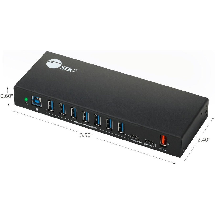 SIIG 10 Port Industrial USB 3.1 Gen 1 Hub with Dual USB-C & 65W Chargi ...
