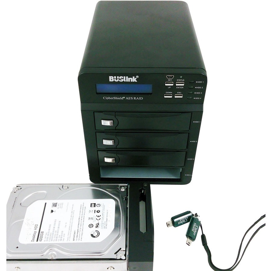 Buslink CipherShield 256-bit AES USB 3.0/eSATA 4-bay RAID Encrypted Ex ...