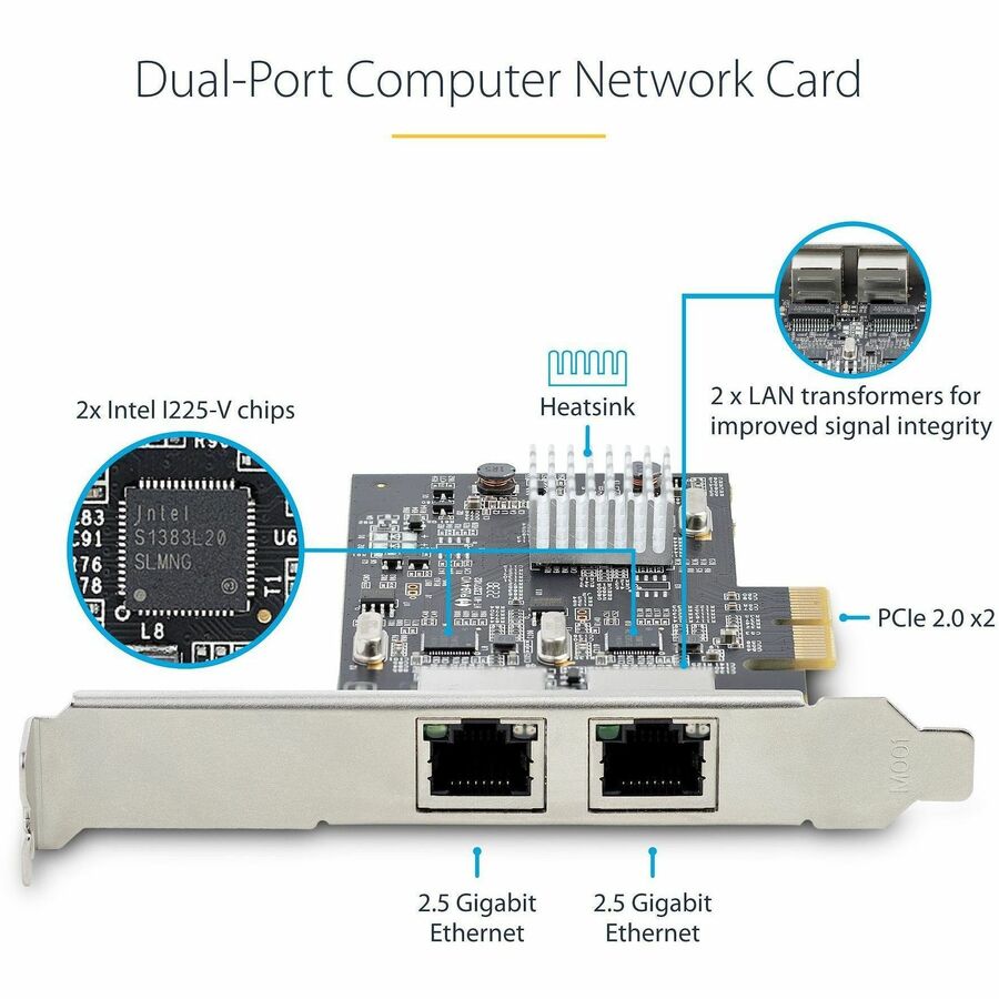 StarTech.com 2-Port 2.5G NBASE-T PCIe Network Card, Computer Network C ...