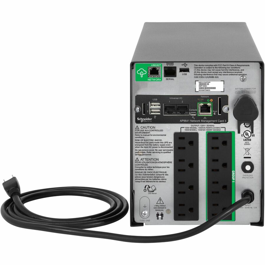 APC Smart-UPS, Line Interactive, 1500VA, Tower, 120V, 8x NEMA 5-15R ou ...
