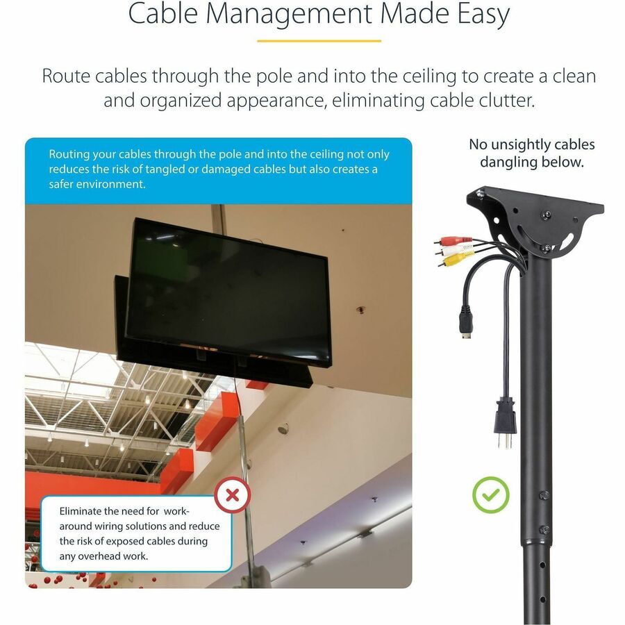 StarTech.com Dual TV Ceiling Mount, Back-to-Back Hanging Dual Screen V ...